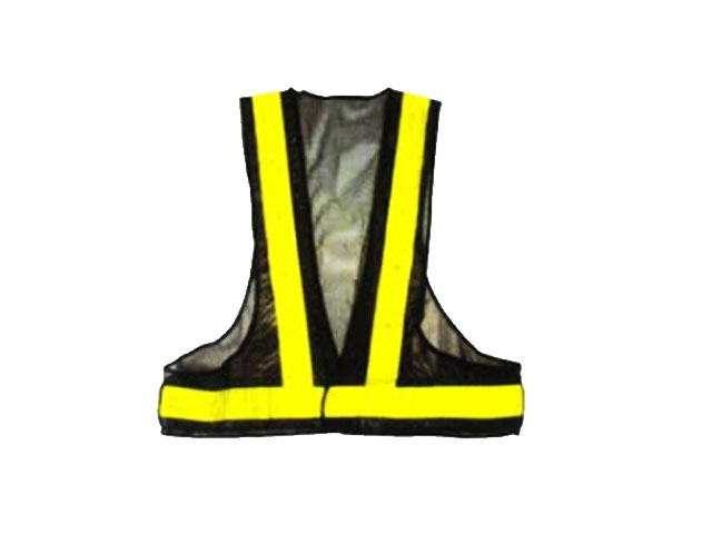Safety Vest V Shape Black Netting - Lime Yellow Reflective Tape