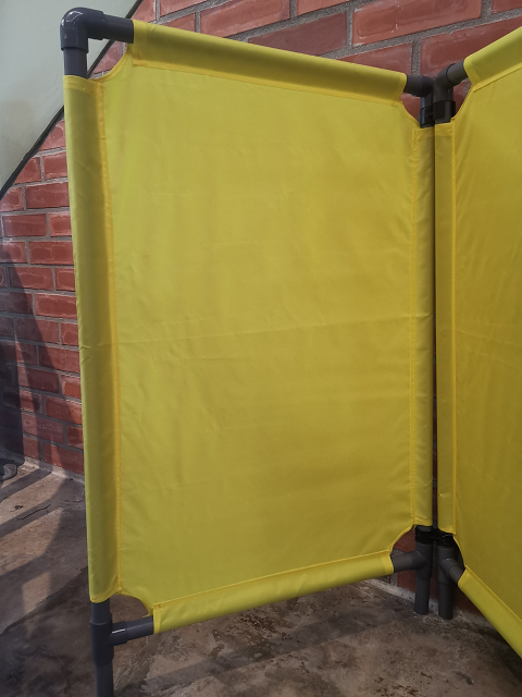 Portable Folding Fabric Barrier 3 Lime Yellow Fabric Panel in a set.